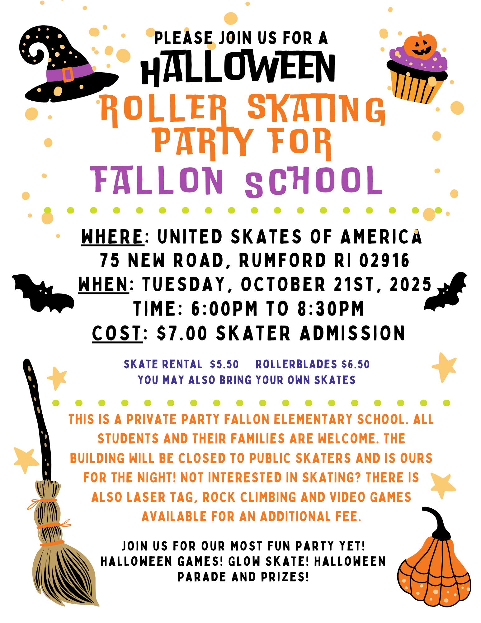 Fallon PTA Halloween Rollerskating Party – Fallon Memorial Elementary ...